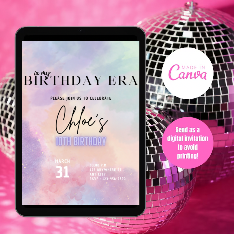 Editable Digital Download: Eras Party Invitation – Glam Fete Party
