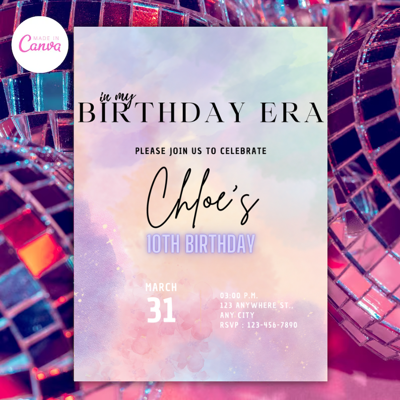 Editable Digital Download: Eras Party Invitation – Glam Fete Party