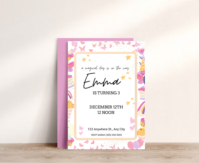Editable Digital Download: Pastry Party Invitation – Glam Fete Party