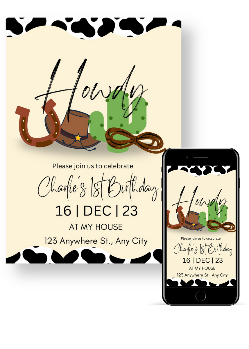 Editable Digital Download: Howdy Party Invitation – Glam Fete Party