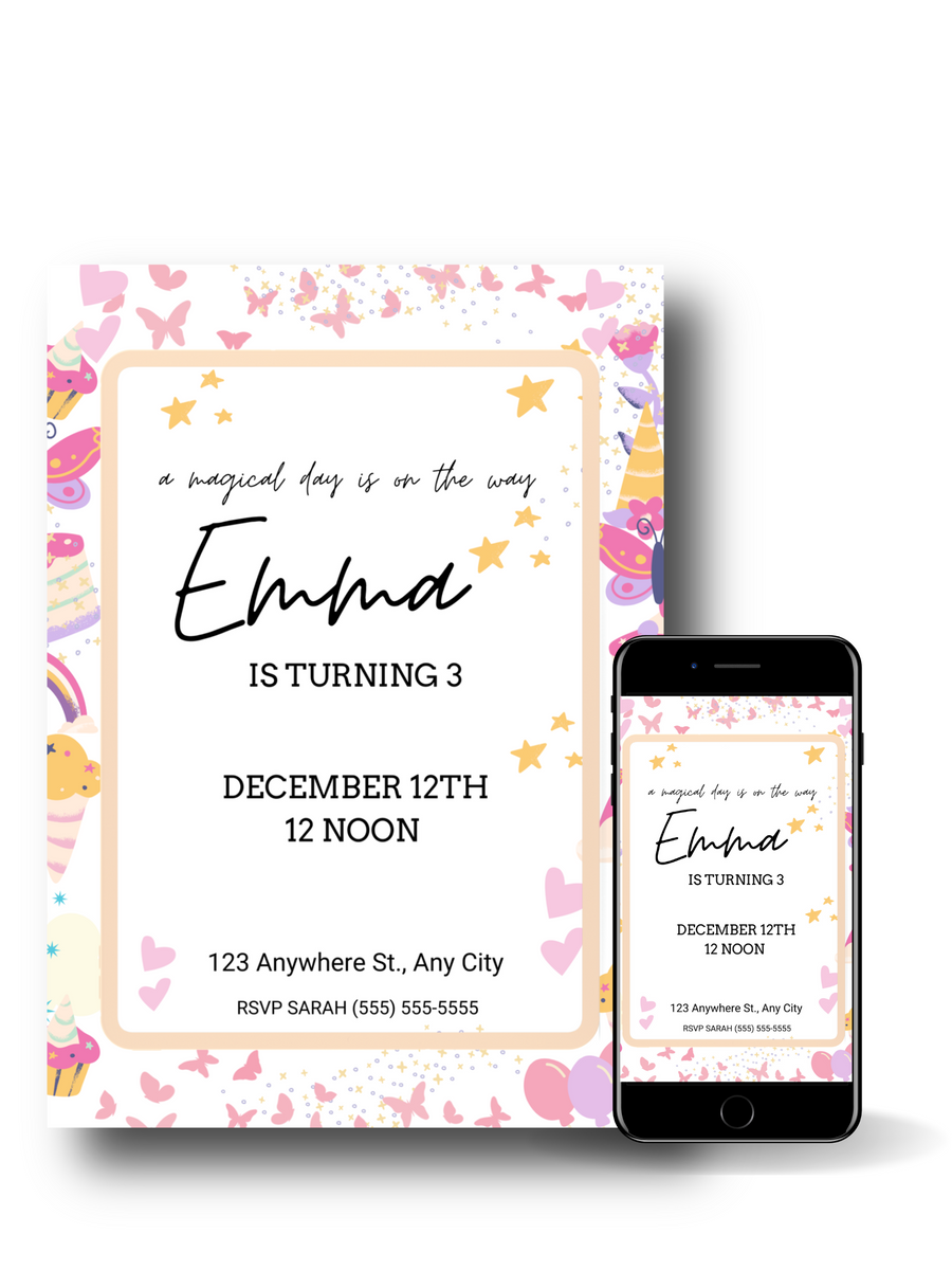 Editable Digital Download: Pastry Party Invitation – Glam Fete Party