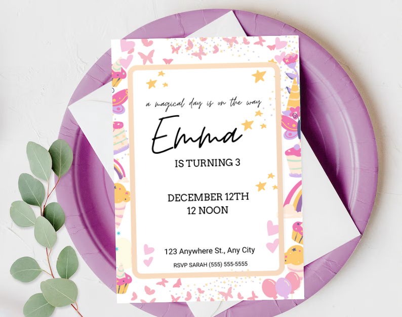 Editable Digital Download: Pastry Party Invitation – Glam Fete Party
